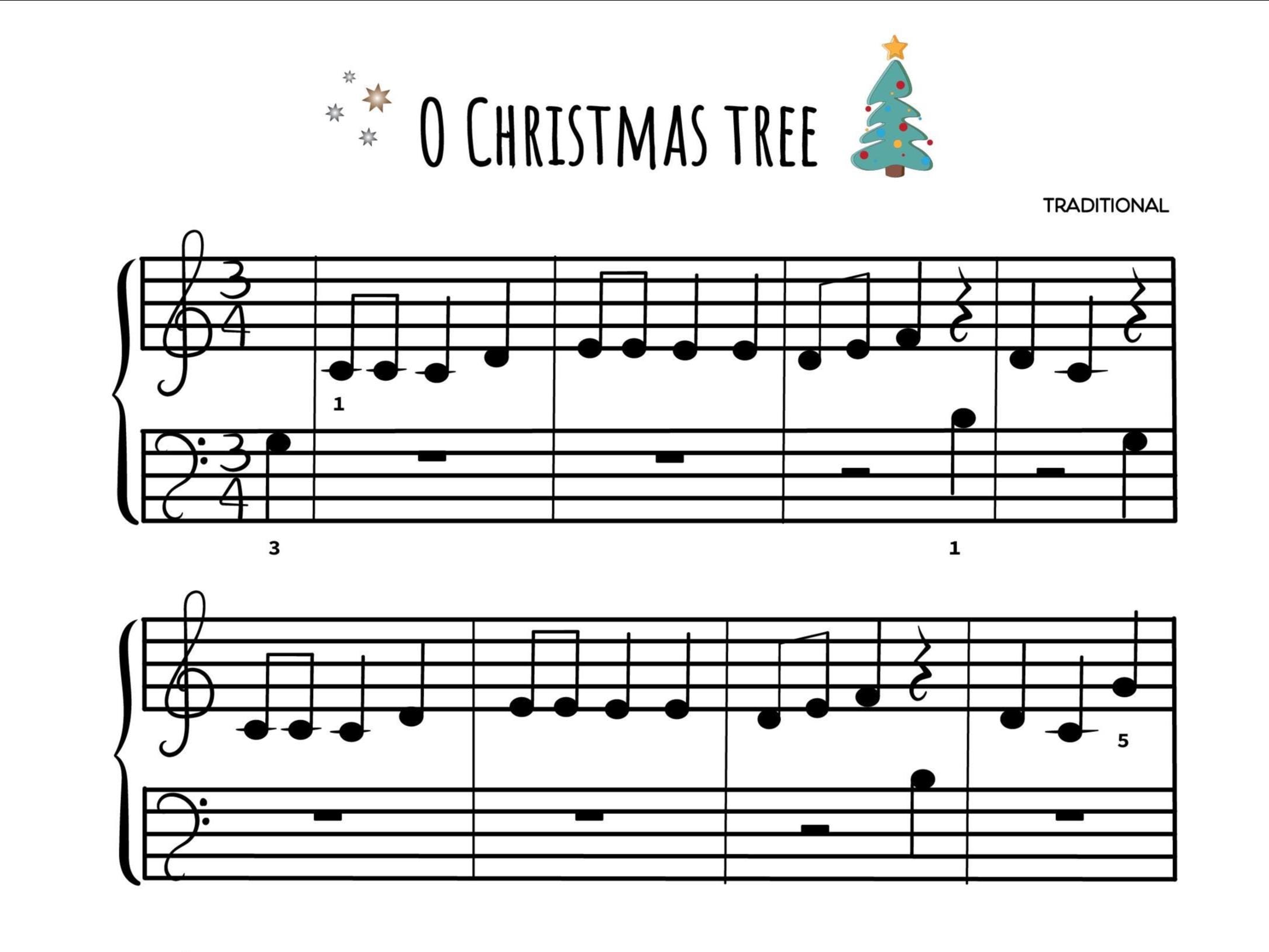 O Christmas Tree - Piano Christmas Sheet Music for Beginners - Etsy
