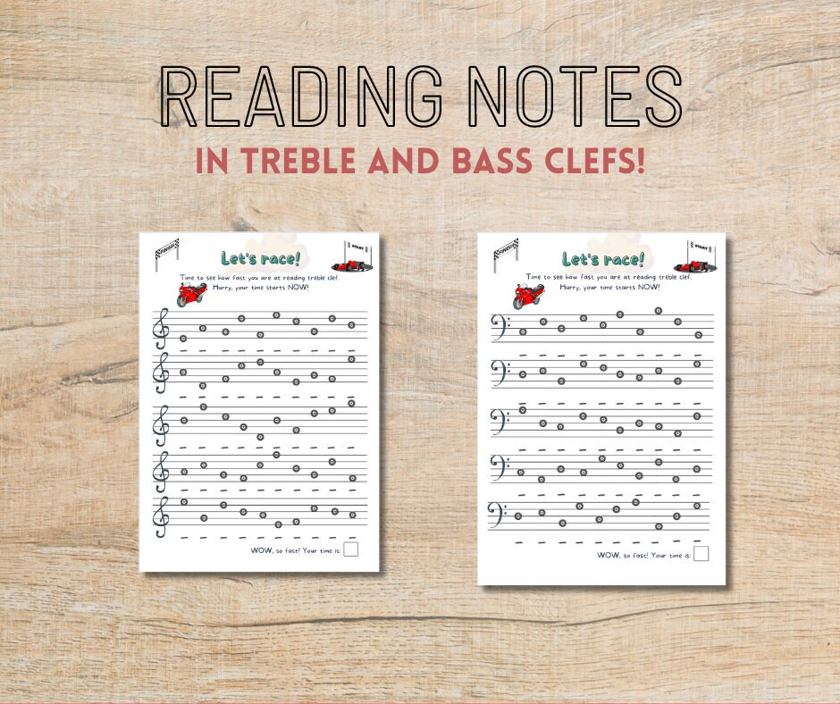 Let's Race - Music Sight Reading Worksheet - Etsy