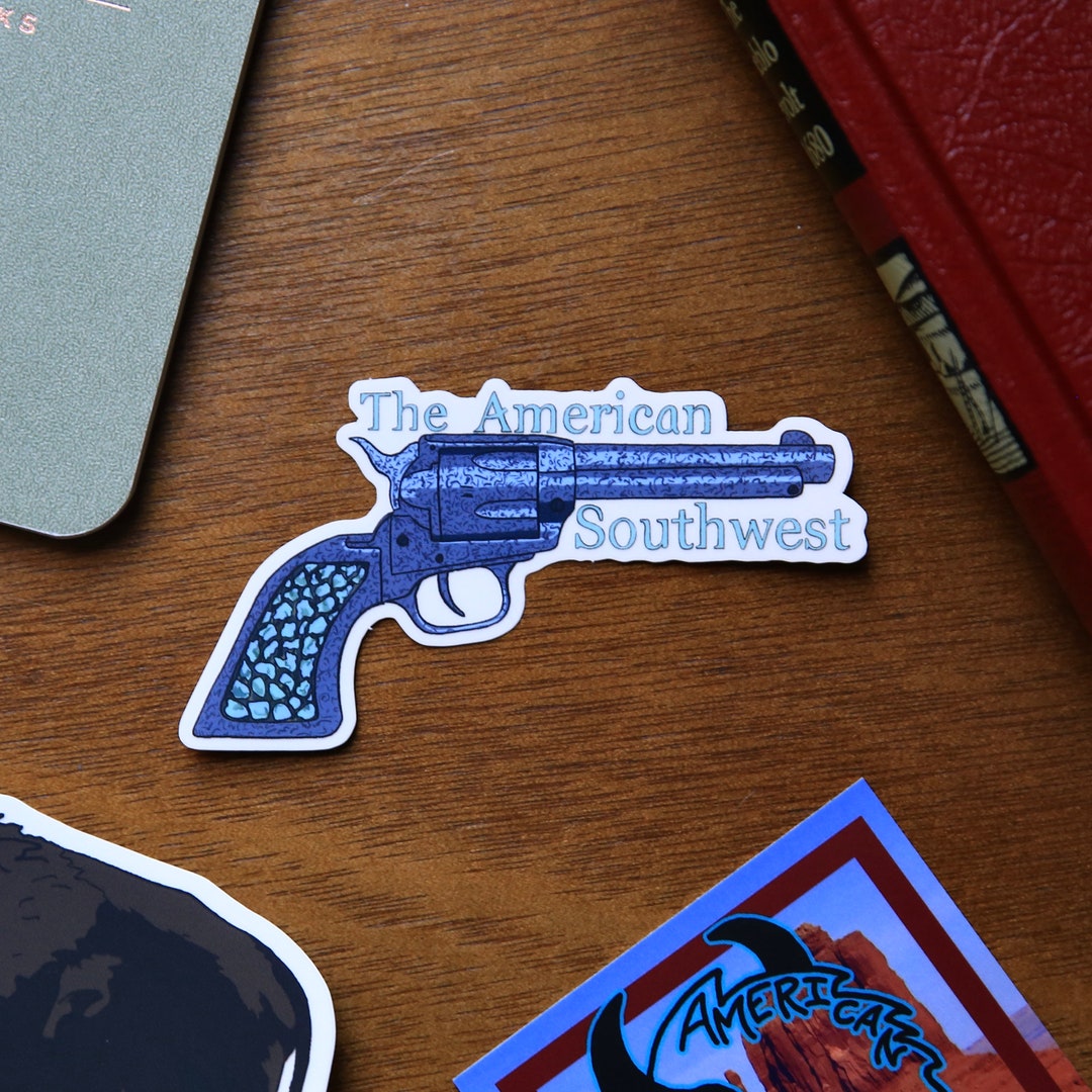 Turquoise Handle Revolver With the American Southwest Logo Vinyl Matte ...