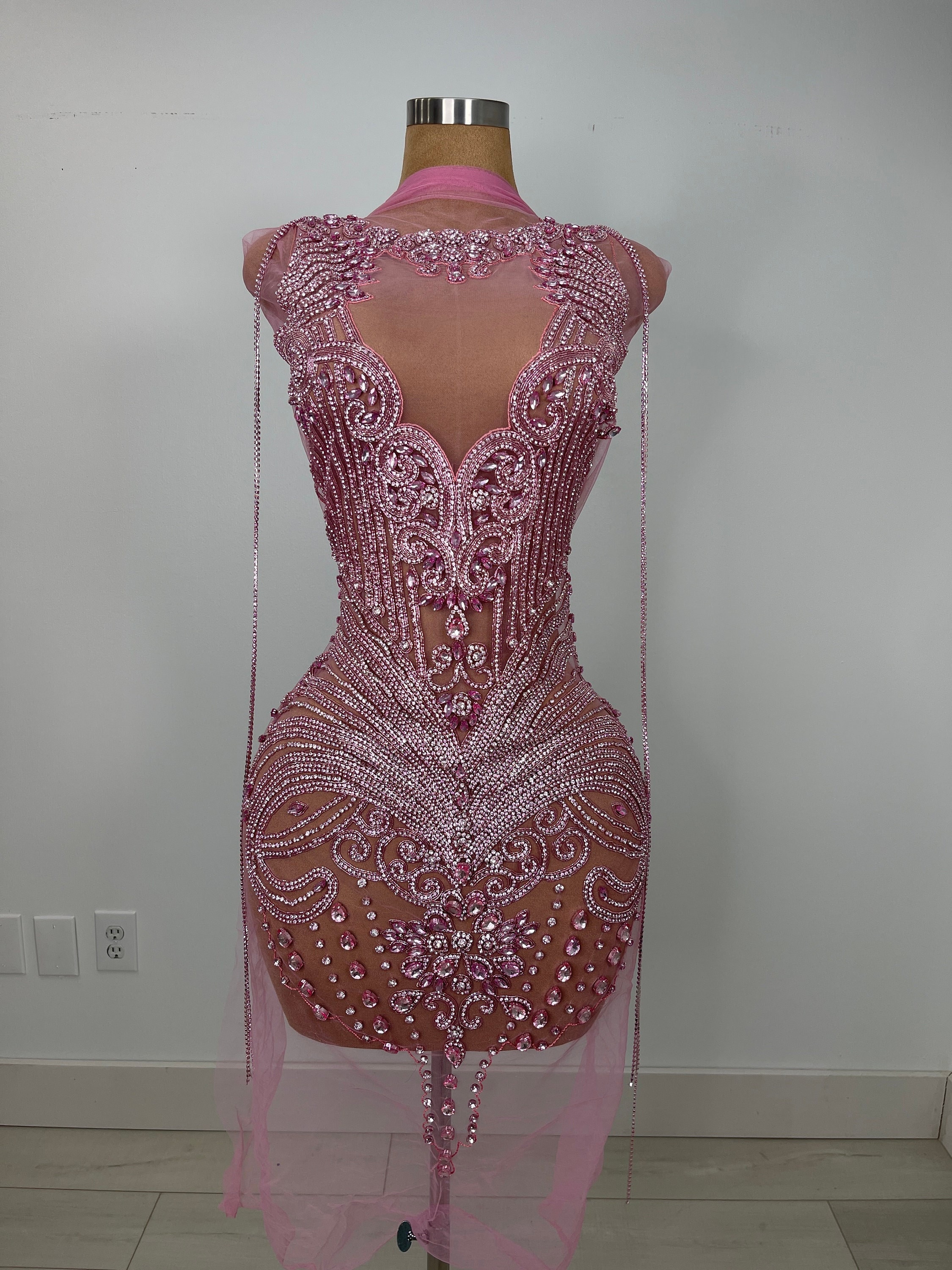 Custom Pink Rhinestone Birthday Dress - Etsy