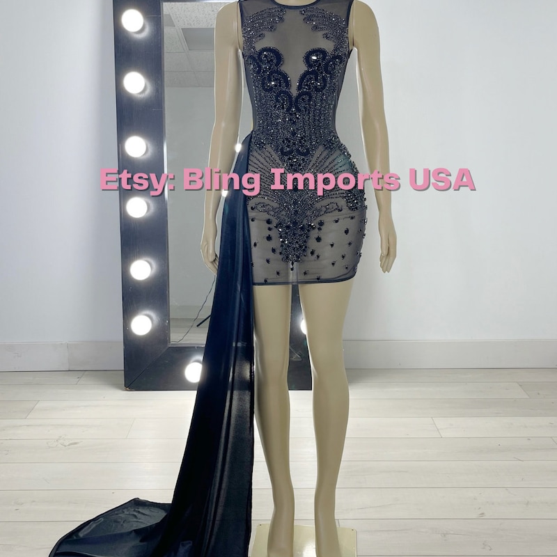 Black Dresses With Rhinestones - Etsy