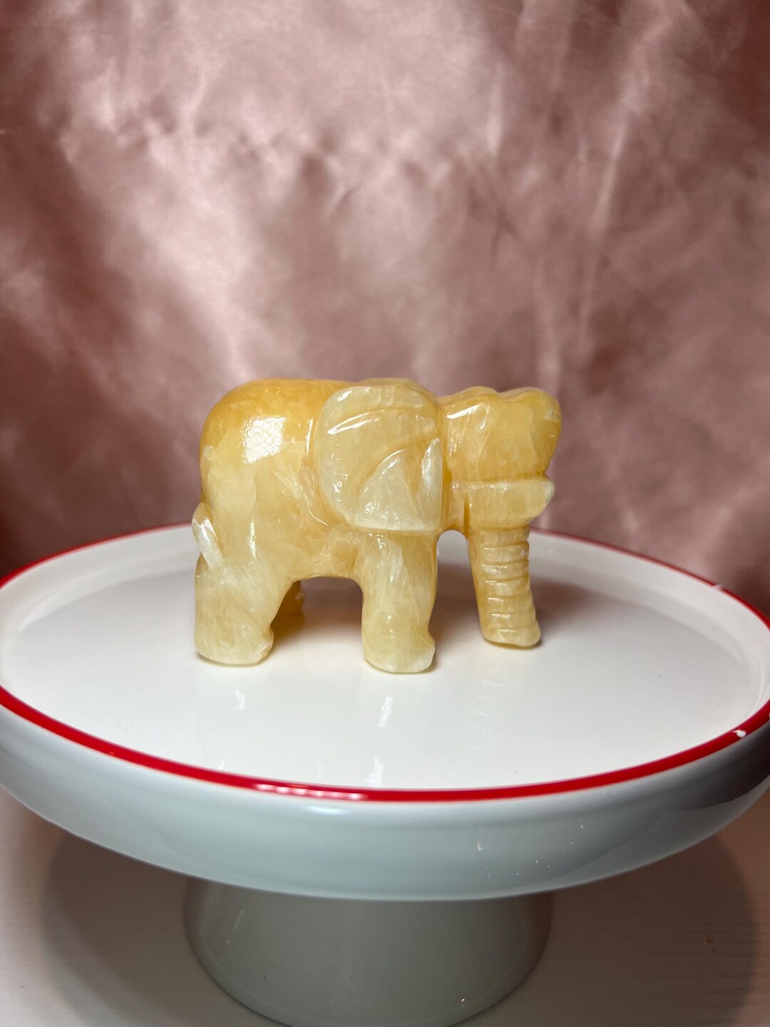 Orange Calcite Elephant Carving | Crystal Animal, Calcite Elephant ...