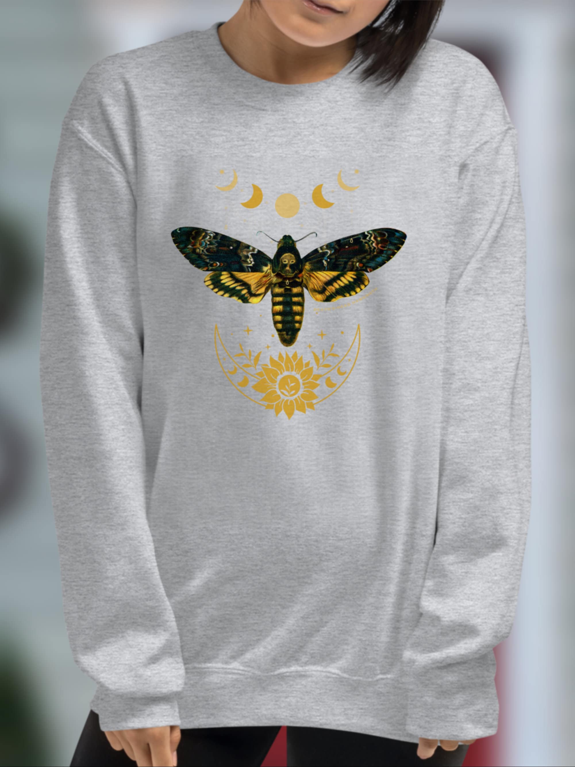 Celestial Death Head Hawk Moth Sweatshirt, Mystic Moon Cottagecore ...