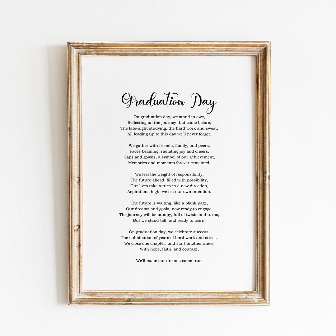 Poem Print for Highschool Grad Class of 2024 Graduation Gift Printable ...