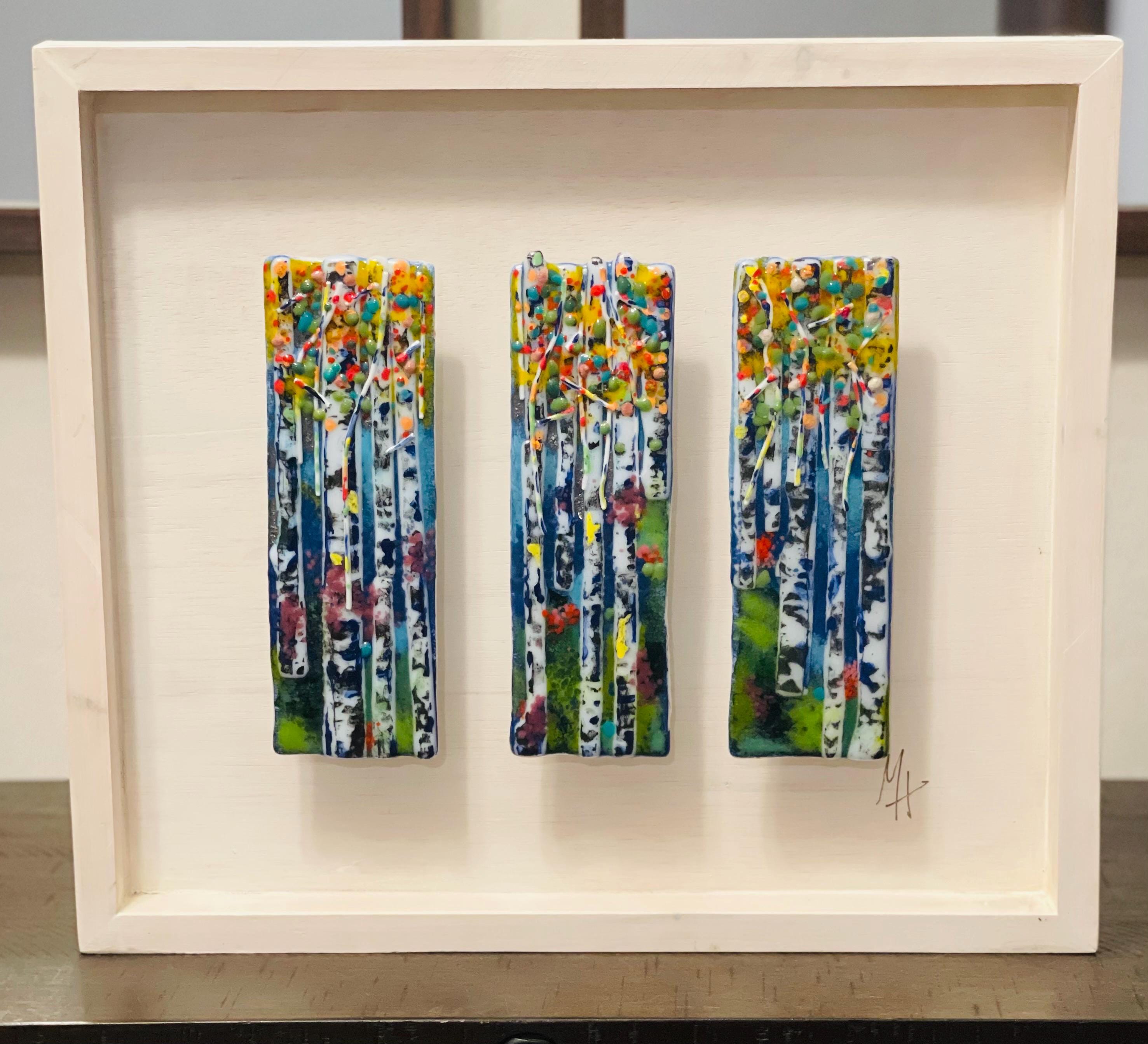 Colorful Aspen Fused Glass Framed Art - Etsy