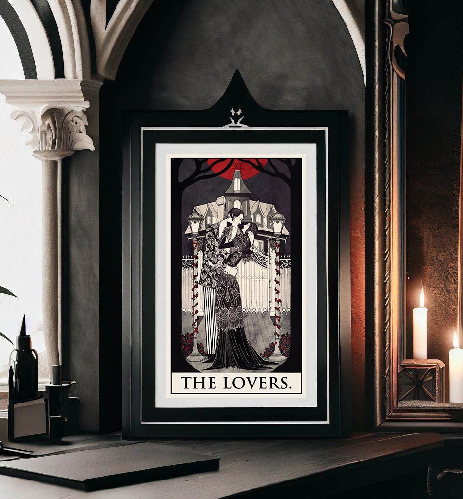 THE LOVERS | Tarot Card Print: Art Deco Illustration (8.3" X 14") - Etsy