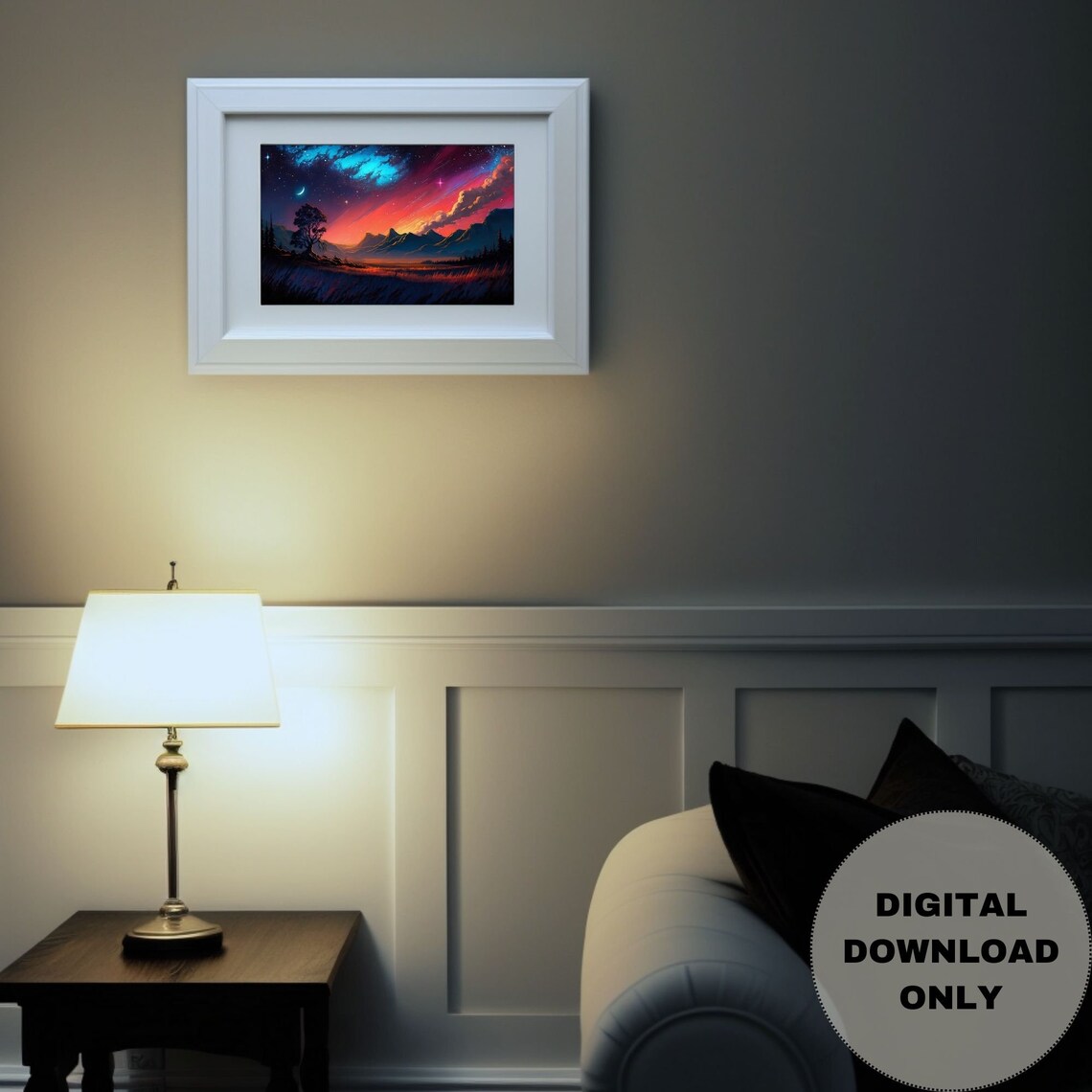 Ethereal Night Sky Fading Into Dawn, Fields-stars-dawn, Printable Wall ...