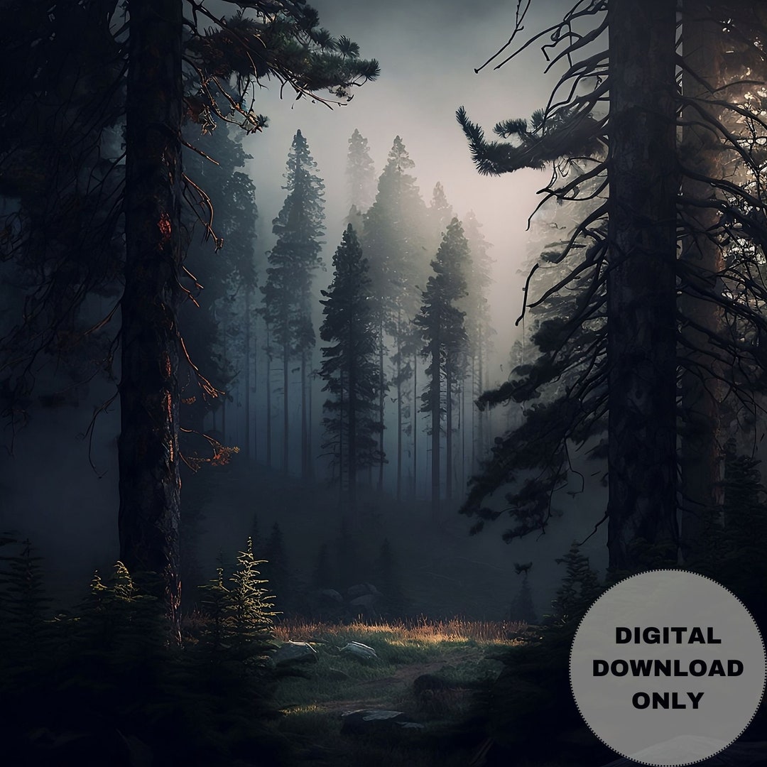 Silent Pines in the Mist, Pines-forest-mist, Printable Wall Art ...