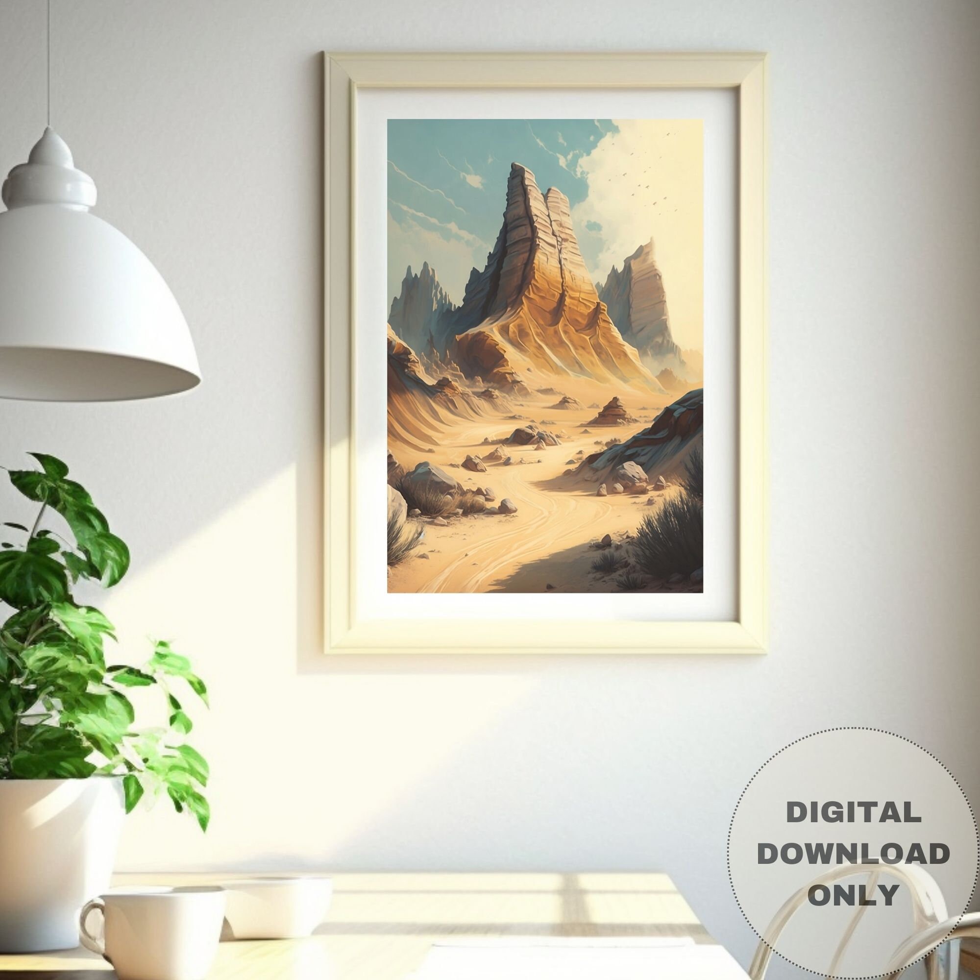 Badland Peaks of the Ethereal Desert, Desert-sand-rocky, Printable Wall ...