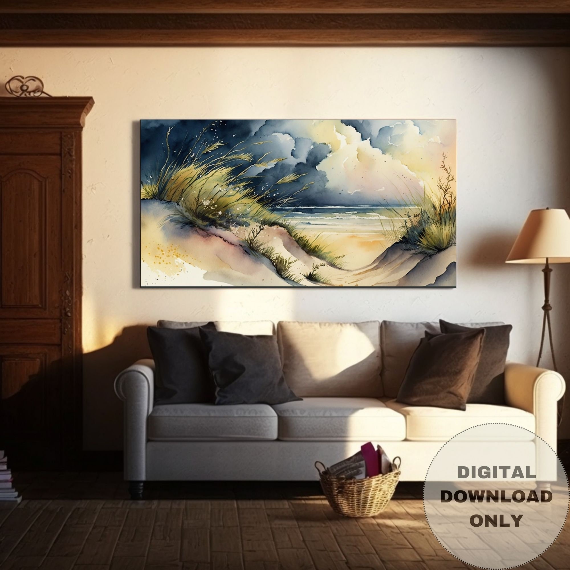 Dark Clouds of the Looming Storm, Beach-dunes-ocean, Printable Wall Art ...