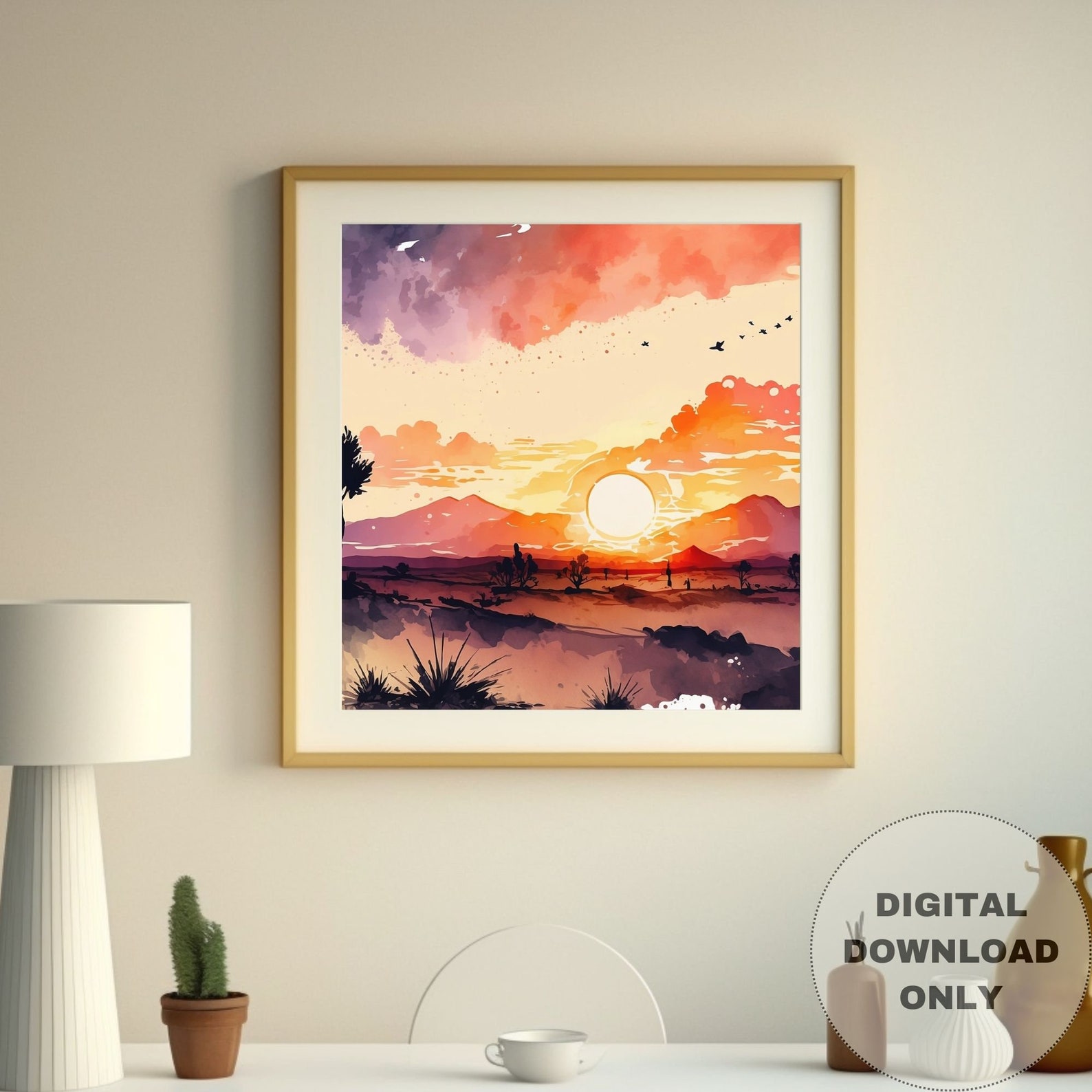 Mystic Desert Beauty, Desert-sunset-shading, Printable Wall Art ...
