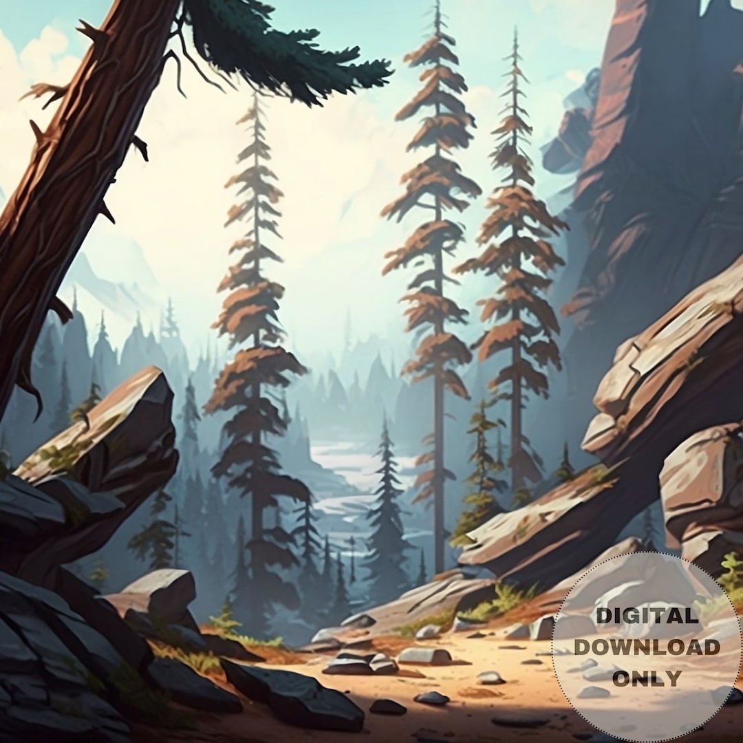 Pine Path of the Frontiers Gateway, Forest-mountain-fantasy, Printable ...