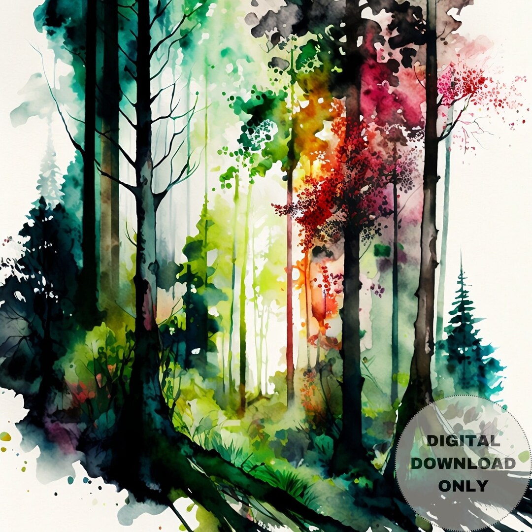 Radiant Rainbow Forest, Forest-path-nature, Printable Wall Art, Digital ...