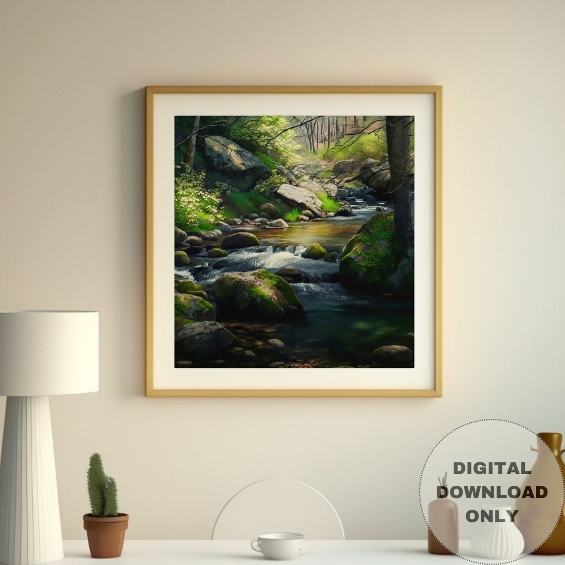 Gentle Forest Stream, Forest-river-nature, Printable Wall Art, Digital ...