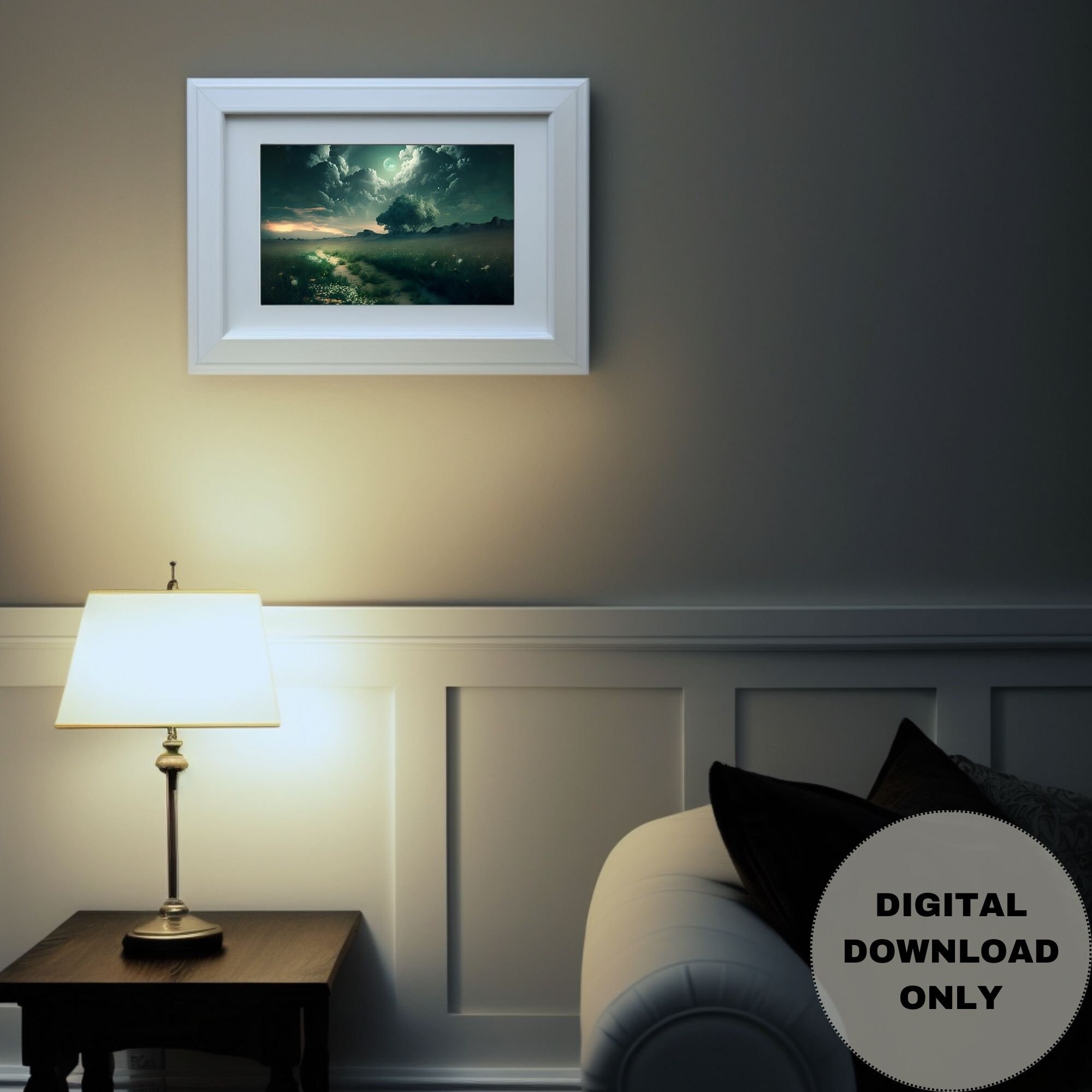 Pathway Through the Ethereal Night, Night-moon-tree, Printable Wall Art ...