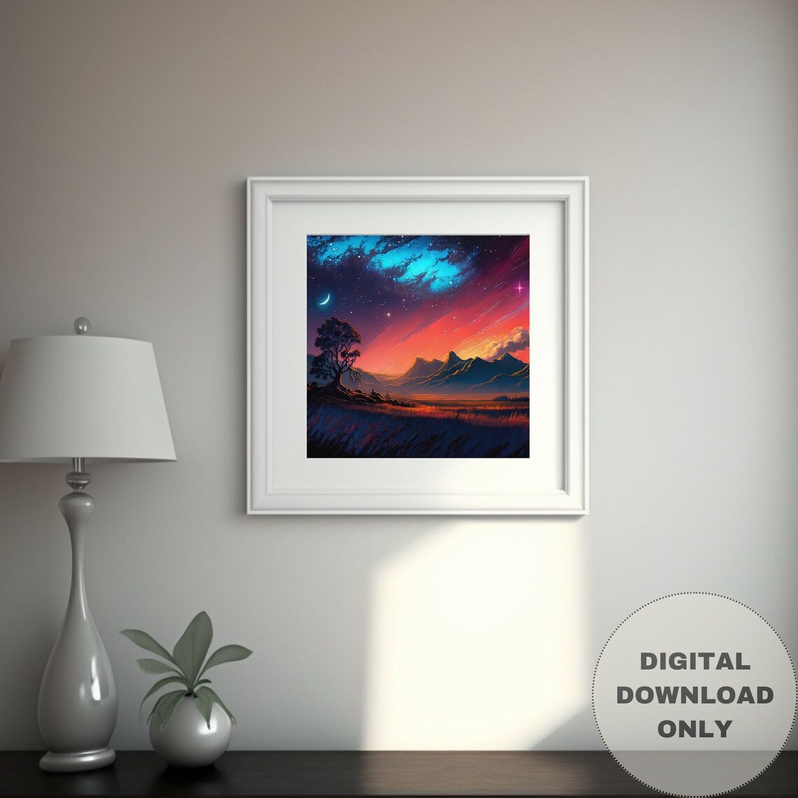 Ethereal Night Sky Fading Into Dawn, Fields-stars-dawn, Printable Wall ...