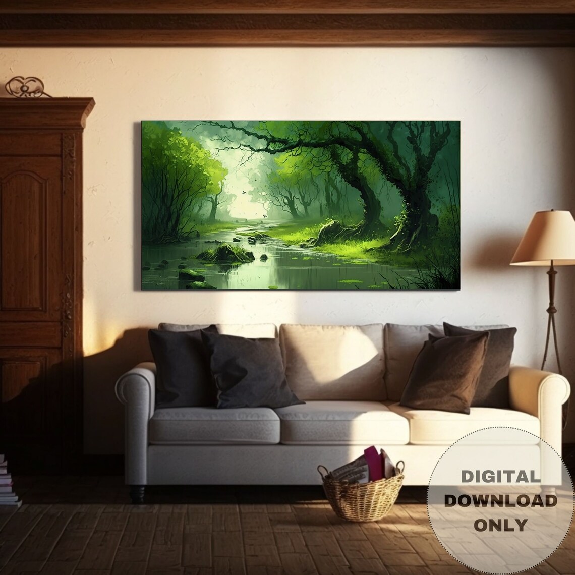 The Ominous Willow Lined Bog River, Bog-forest-river, Printable Wall ...