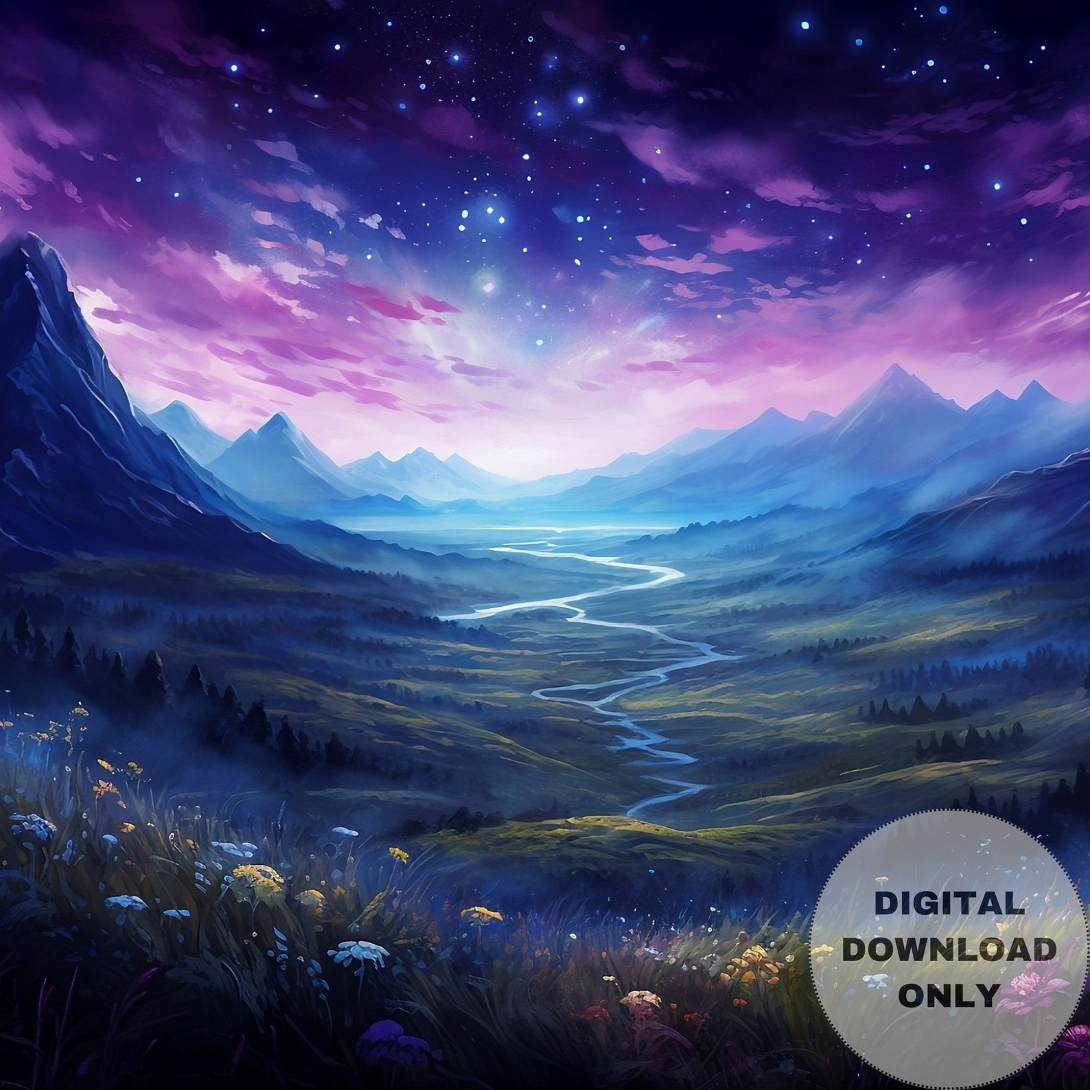Starlit Celestial Valley of the Ethereal Heavens, Night-stars-valley ...