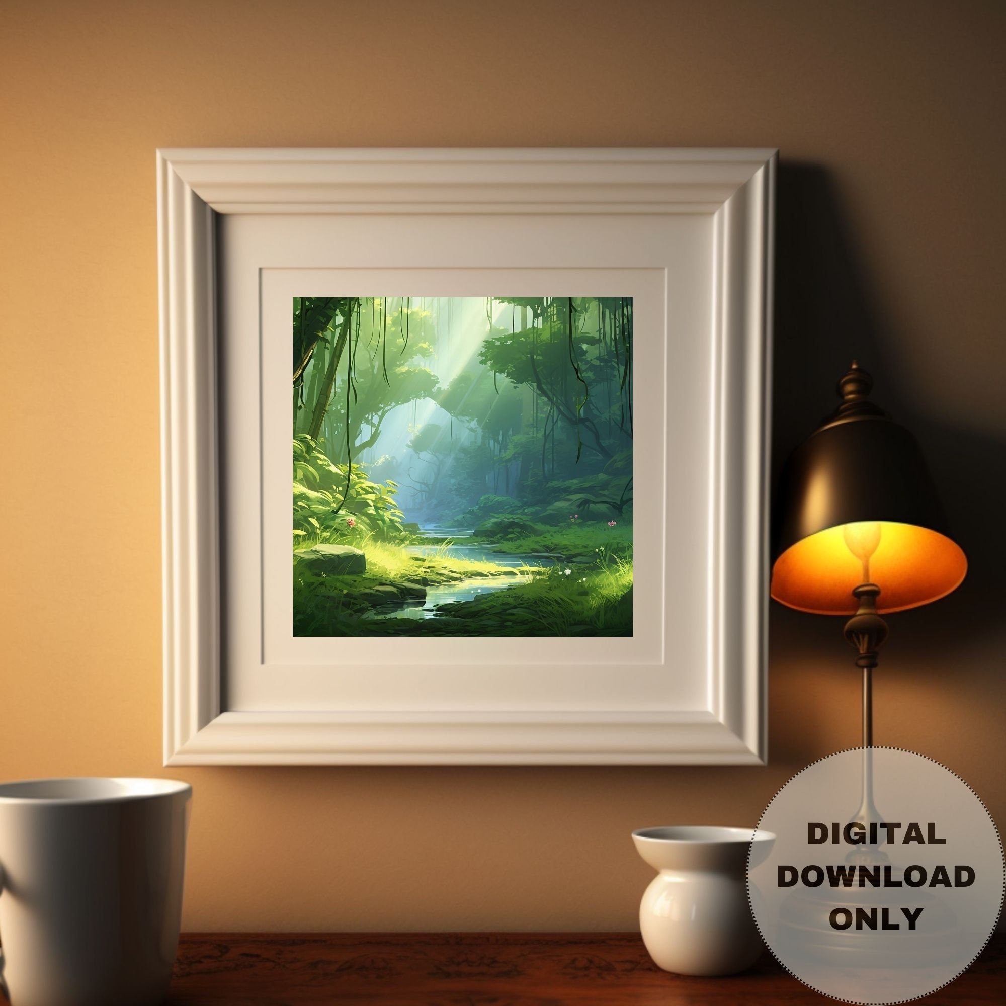 Forest Pools of the River Remnants, Forest-grass-river, Printable Wall ...