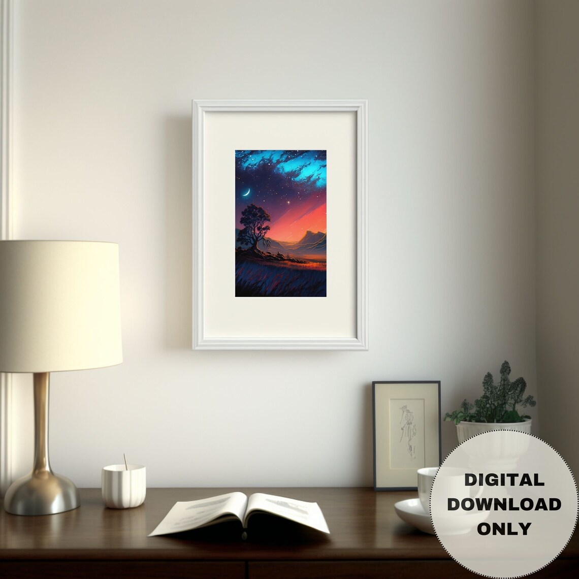 Ethereal Night Sky Fading Into Dawn, Fields-stars-dawn, Printable Wall ...