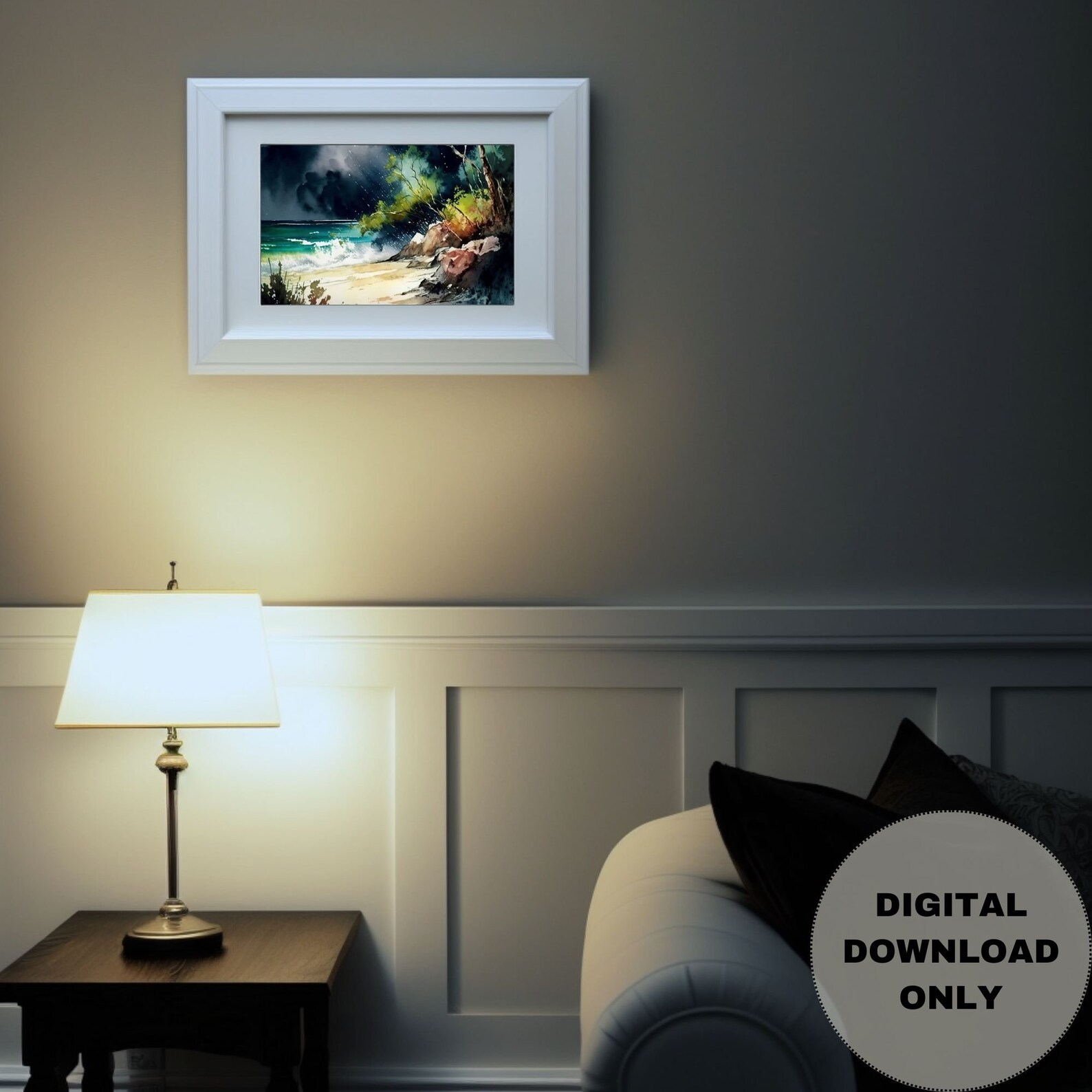Approaching Storm on the Ethereal Coast, Ocean-beach-storm, Printable ...