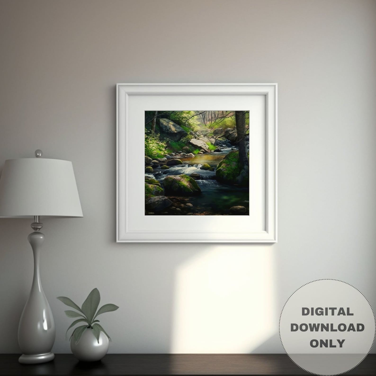 Gentle Forest Stream, Forest-river-nature, Printable Wall Art, Digital ...
