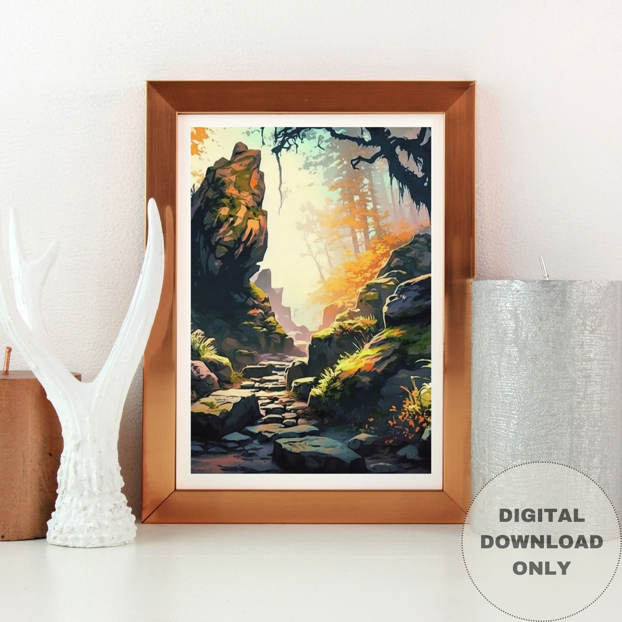Ancient Stone Path Reclaimed by Nature, Stone-forest-nature, Printable ...