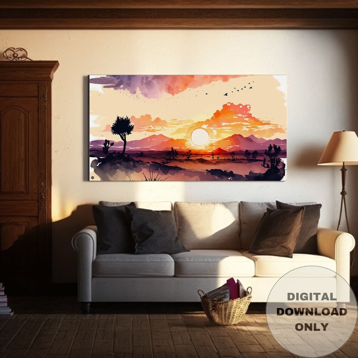 Mystic Desert Beauty, Desert-sunset-shading, Printable Wall Art ...