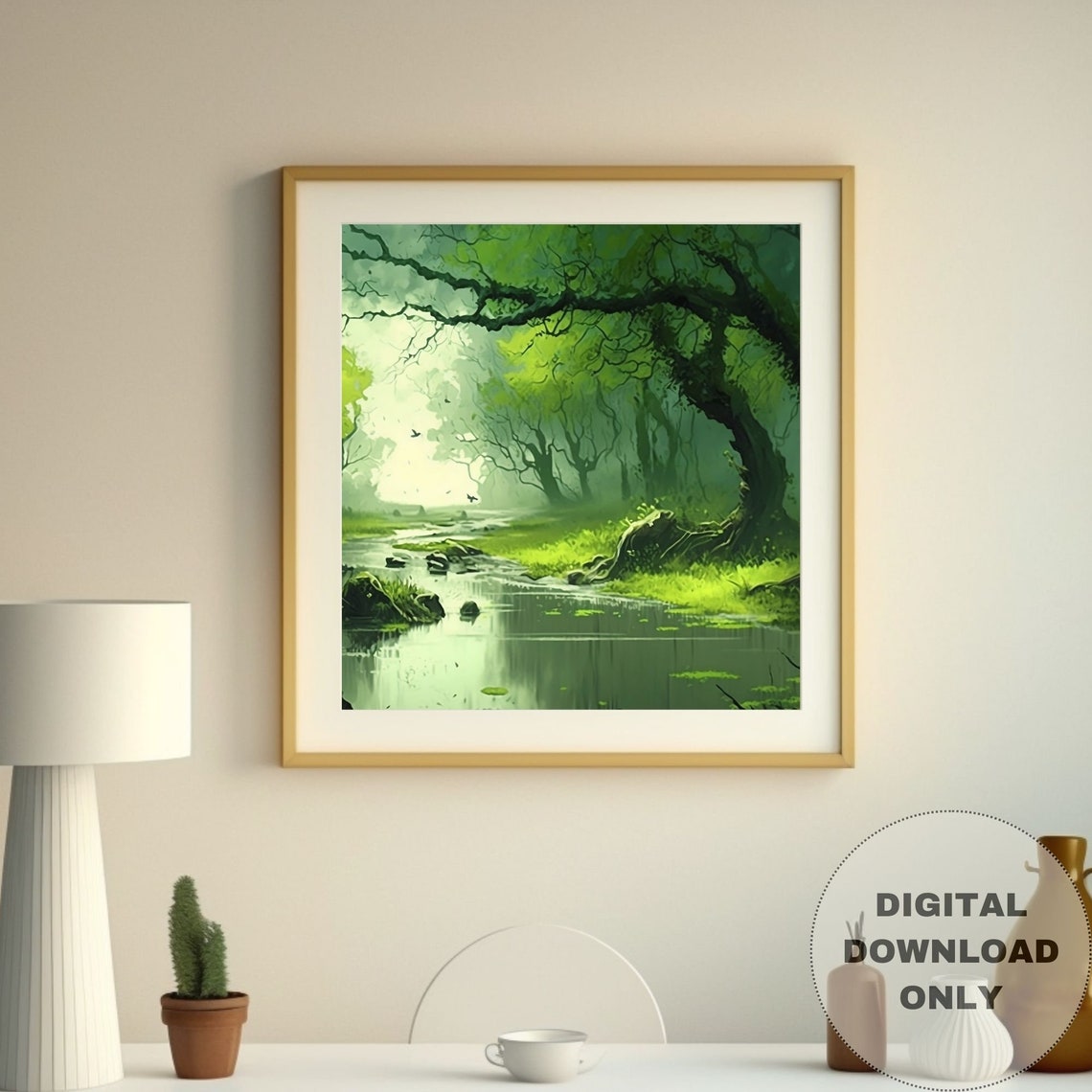 The Ominous Willow Lined Bog River, Bog-forest-river, Printable Wall ...