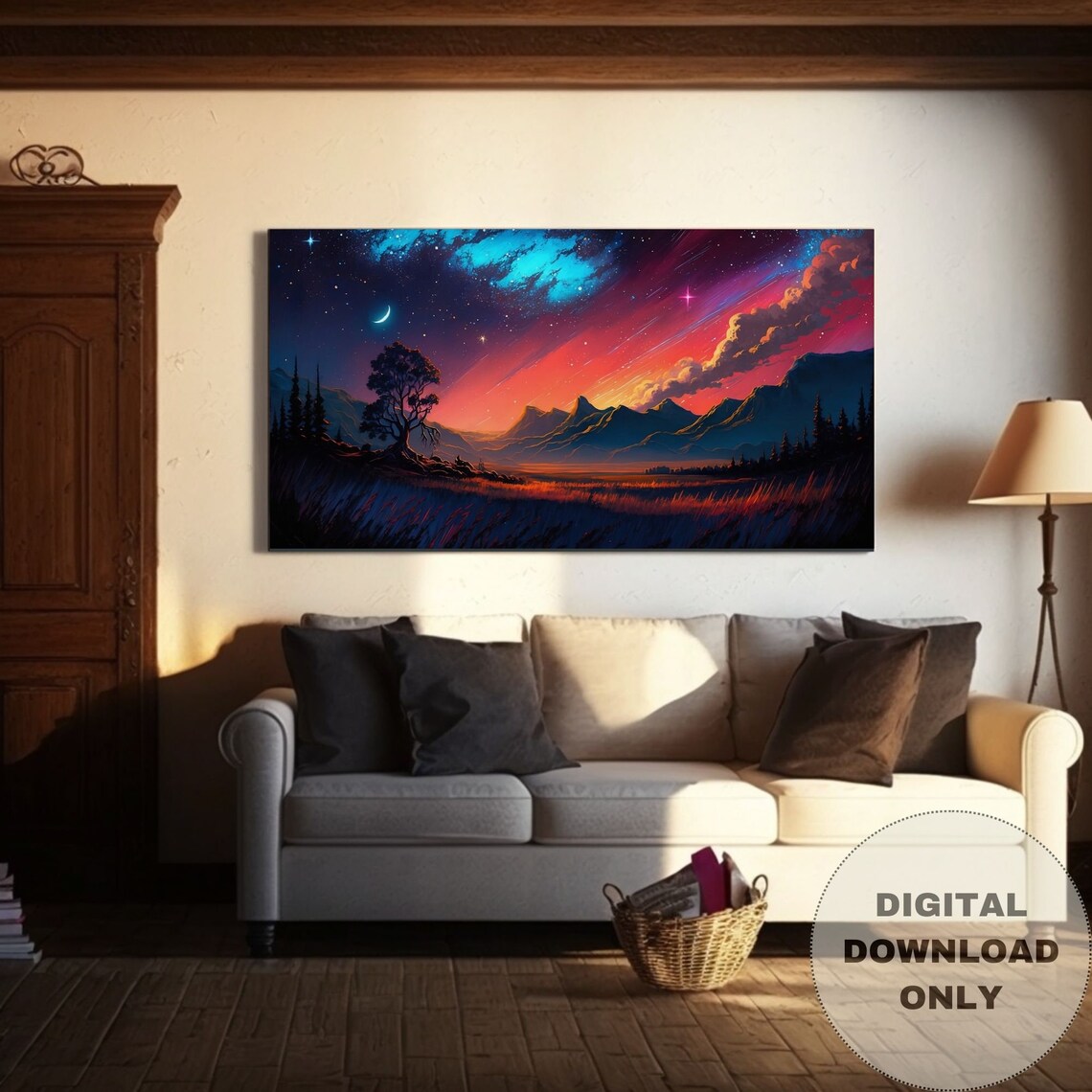 Ethereal Night Sky Fading Into Dawn, Fields-stars-dawn, Printable Wall ...