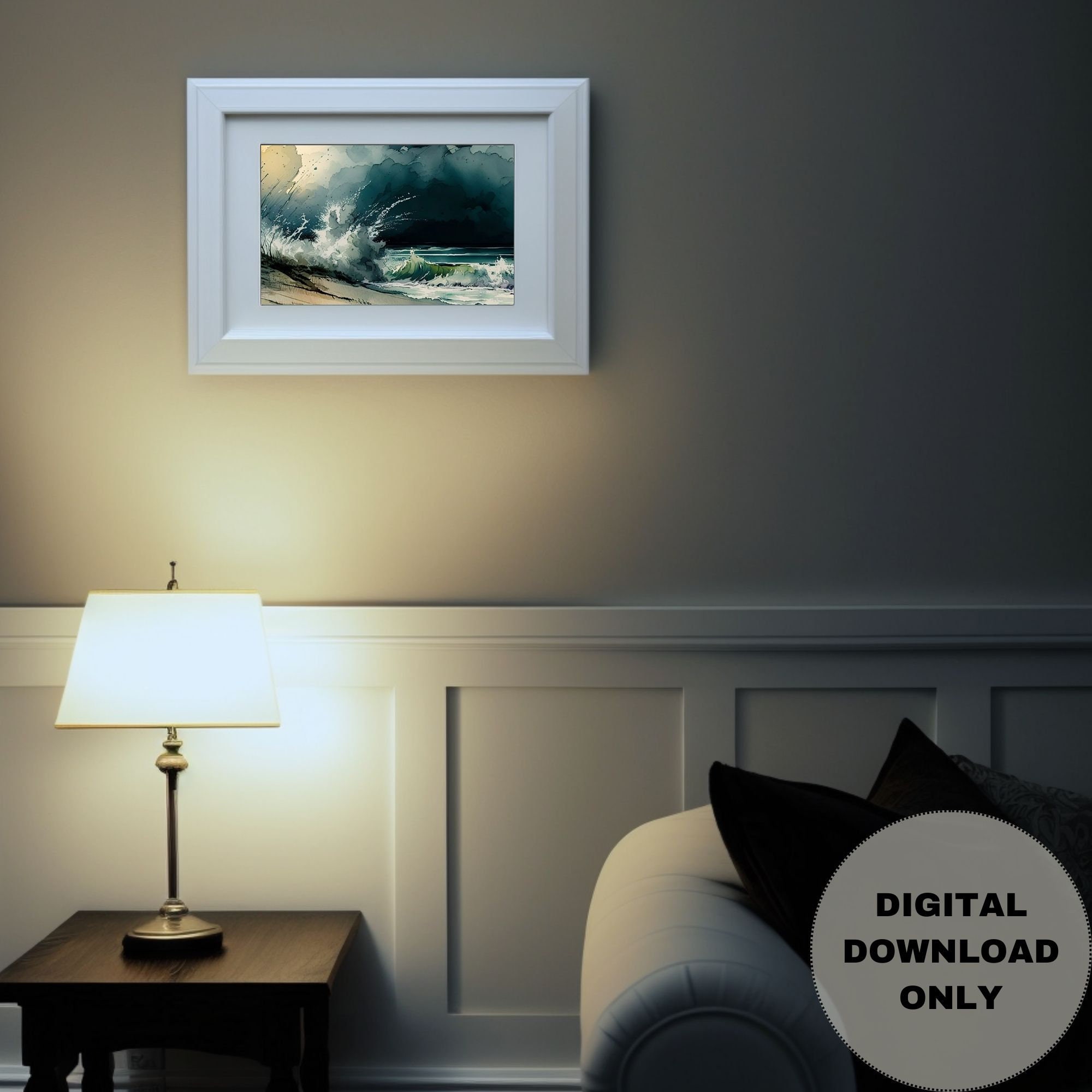 Maelstrom by the Sea, Ocean-beach-storm, Printable Wall Art, Digital ...