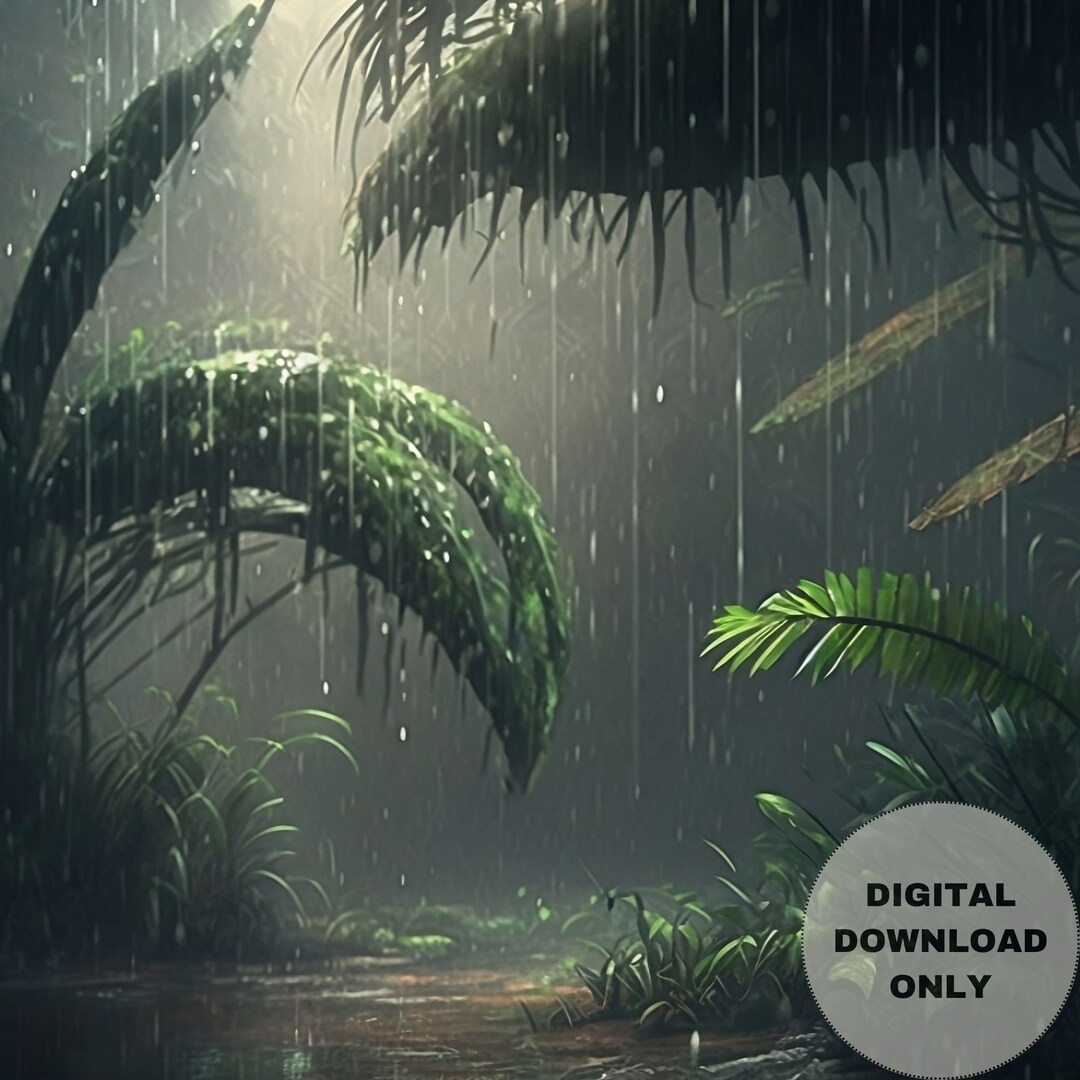 The Fern-lined Rainy Road, Fern-rain-forest, Printable Wall Art ...