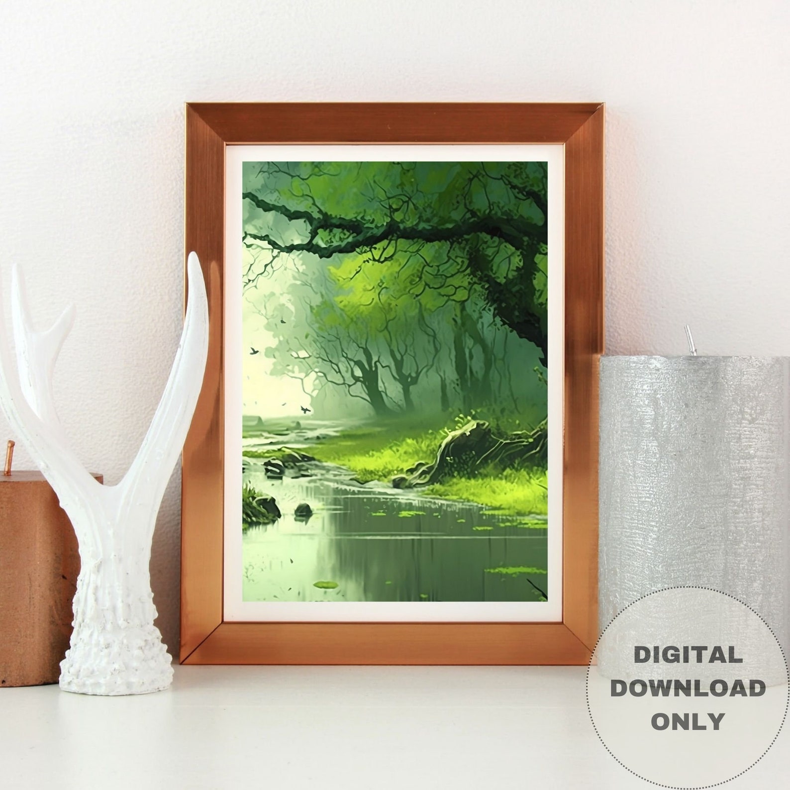 The Ominous Willow Lined Bog River, Bog-forest-river, Printable Wall ...