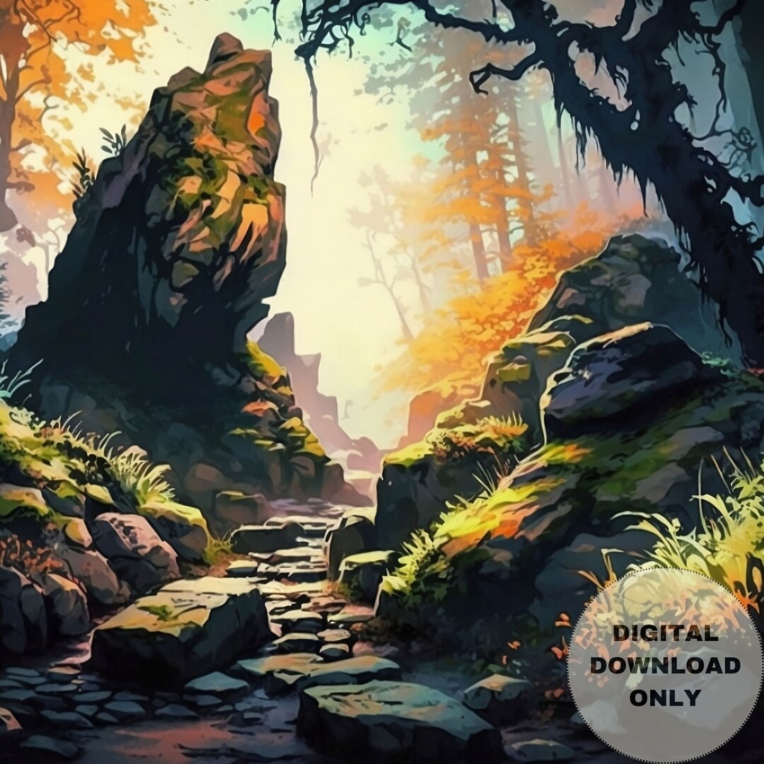 Ancient Stone Path Reclaimed by Nature, Stone-forest-nature, Printable ...