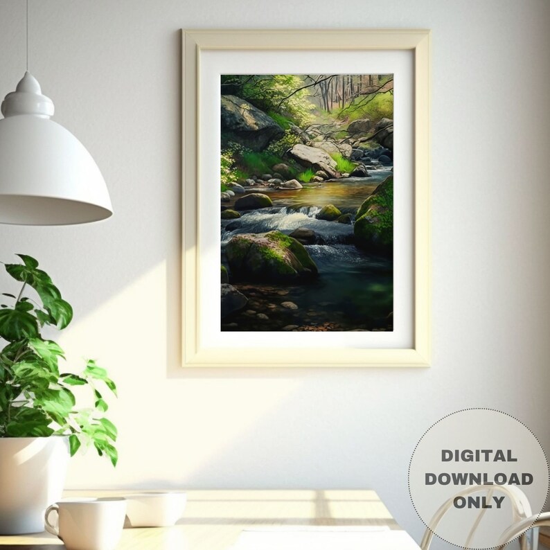 Gentle Forest Stream, Forest-river-nature, Printable Wall Art, Digital ...
