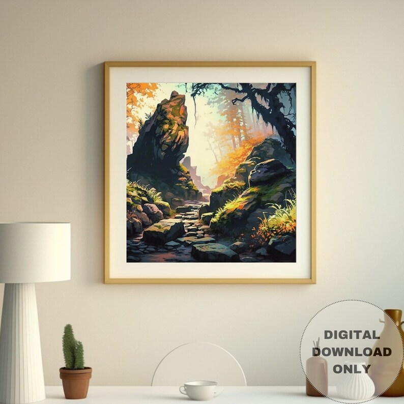 Ancient Stone Path Reclaimed by Nature, Stone-forest-nature, Printable ...
