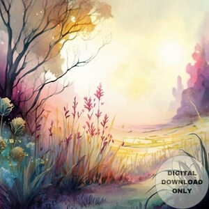 Ethereal Spring Pathway, Flowers-spring-meadow, Printable Wall Art ...