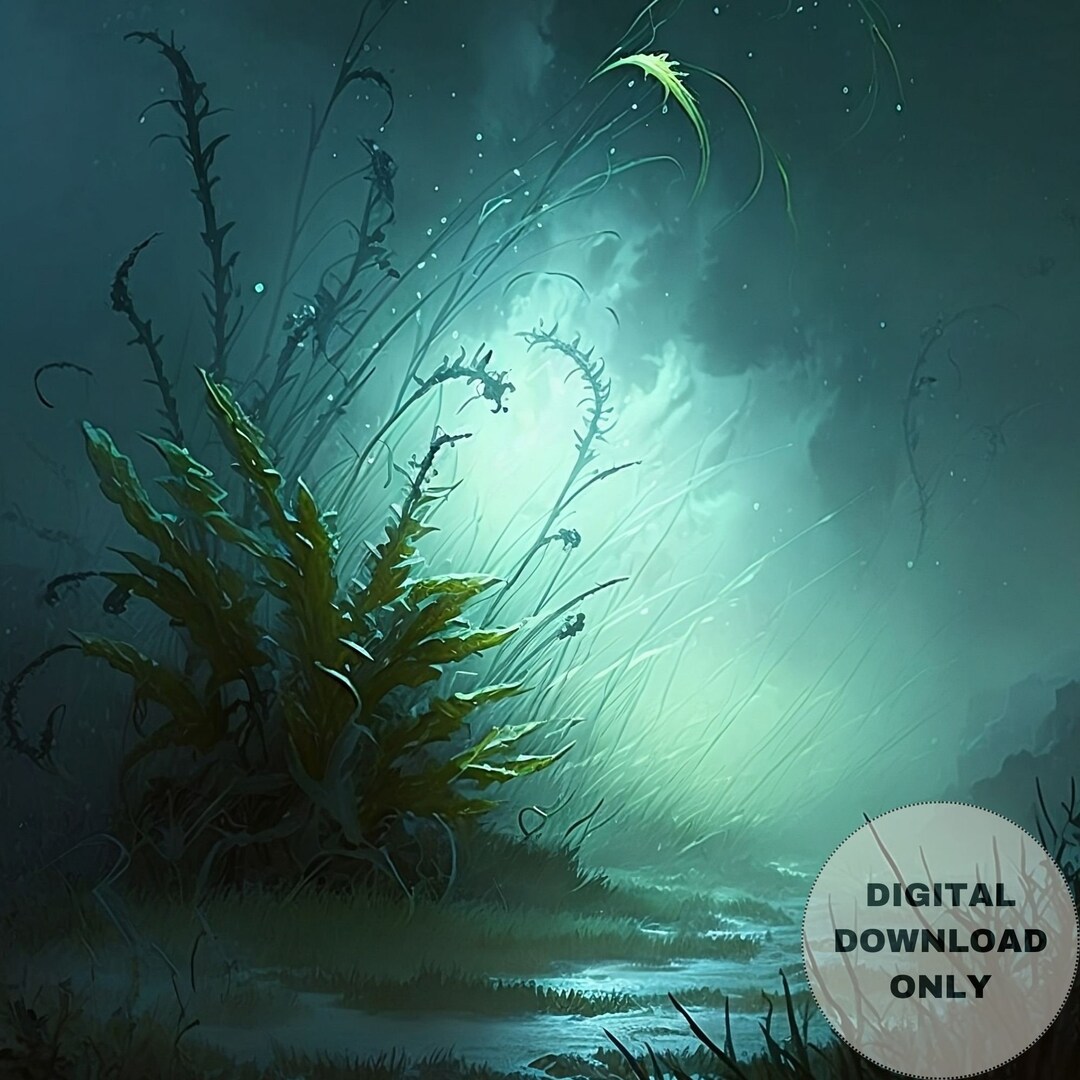 Wild Fern of the Ethereal Dusk, Night-fern-moonlight, Printable Wall ...