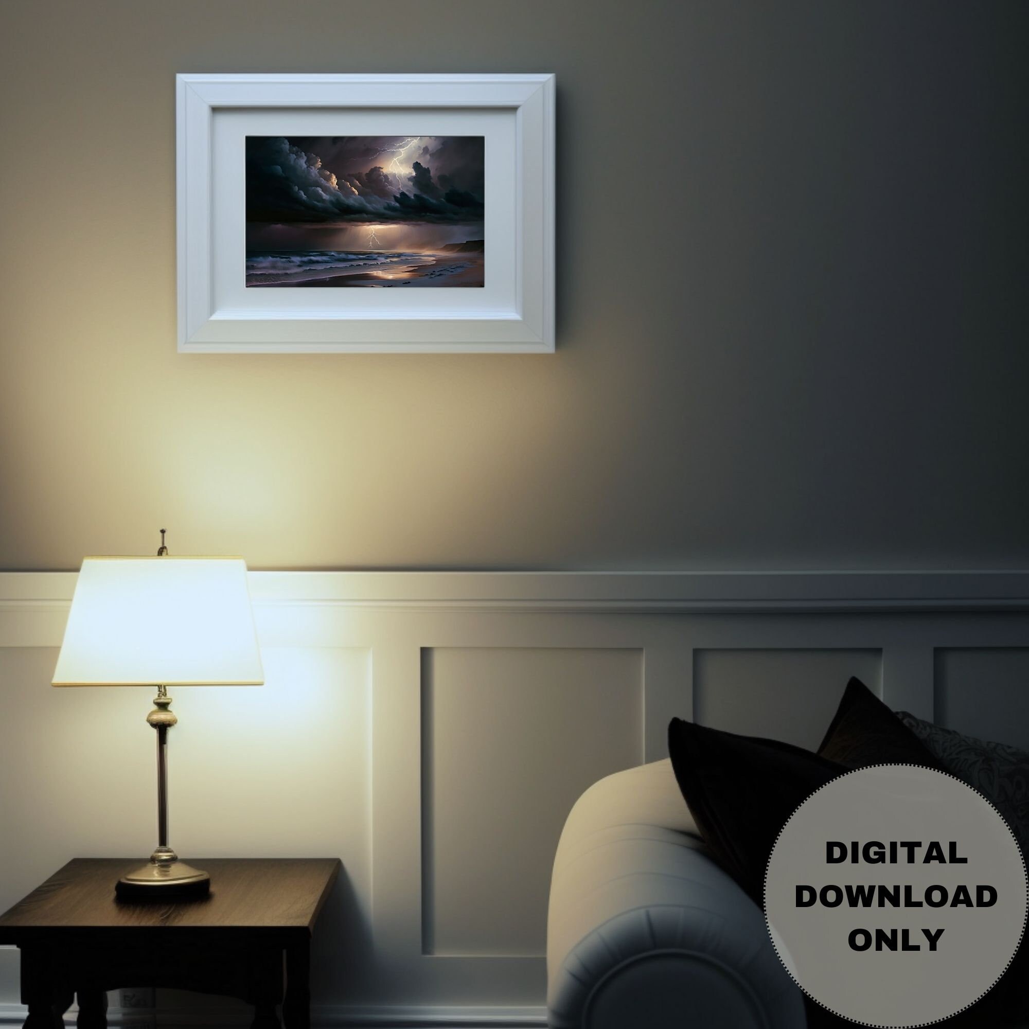 Powerful Bolts of Summer Storms, Ocean-storm-lightning, Printable Wall ...
