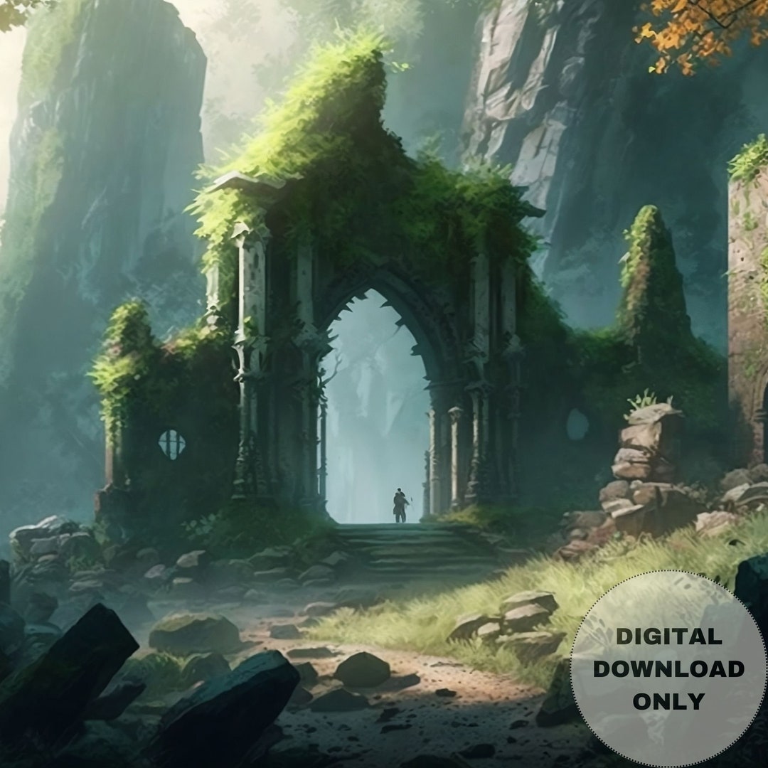 Ancient Gateway to a Forgotten Realm, Wanderer-mountains-ruins ...