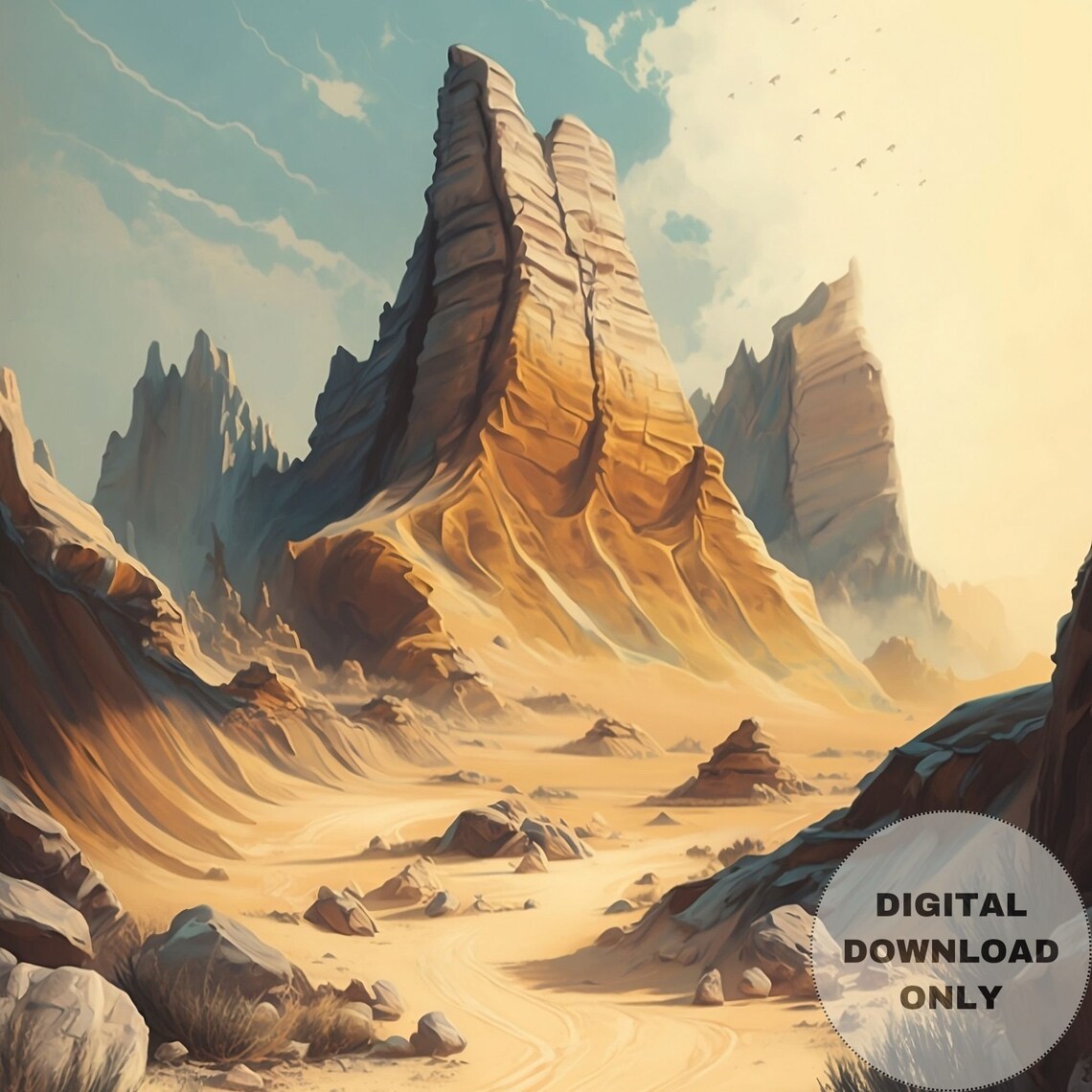 Badland Peaks of the Ethereal Desert, Desert-sand-rocky, Printable Wall ...