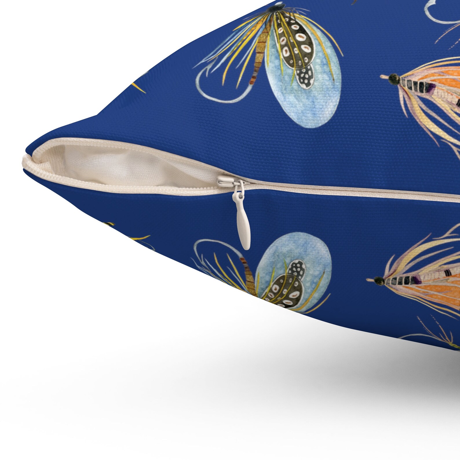Fly Fishing Flies Throw Pillow Camper Lake House Decor Spun Polyester ...