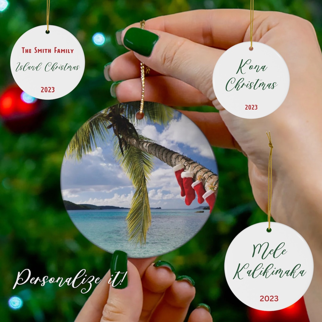 Personalized Tropical Christmas Ornament Hawaii Island Palm - Etsy