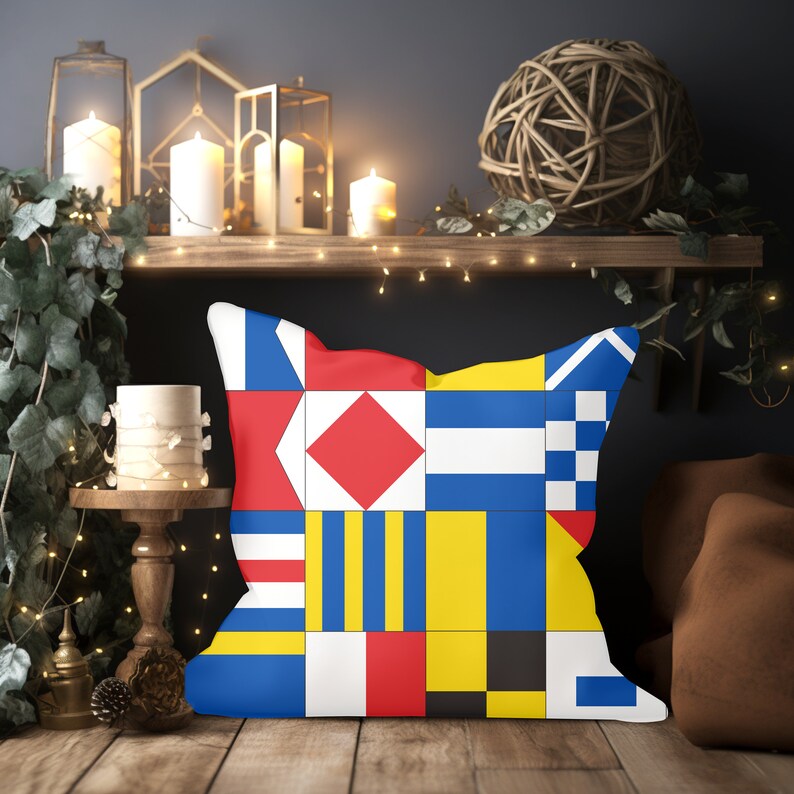 Nautical Signals Flag Throw Pillow Boat Sailor Pillow Beach House Decor ...