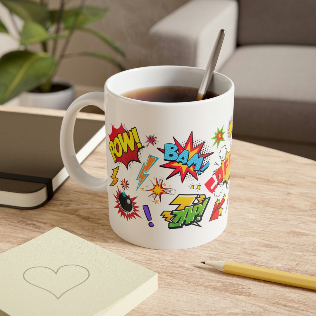 COFFEE Comic Art Fun White Ceramic Mug, 11oz - Etsy