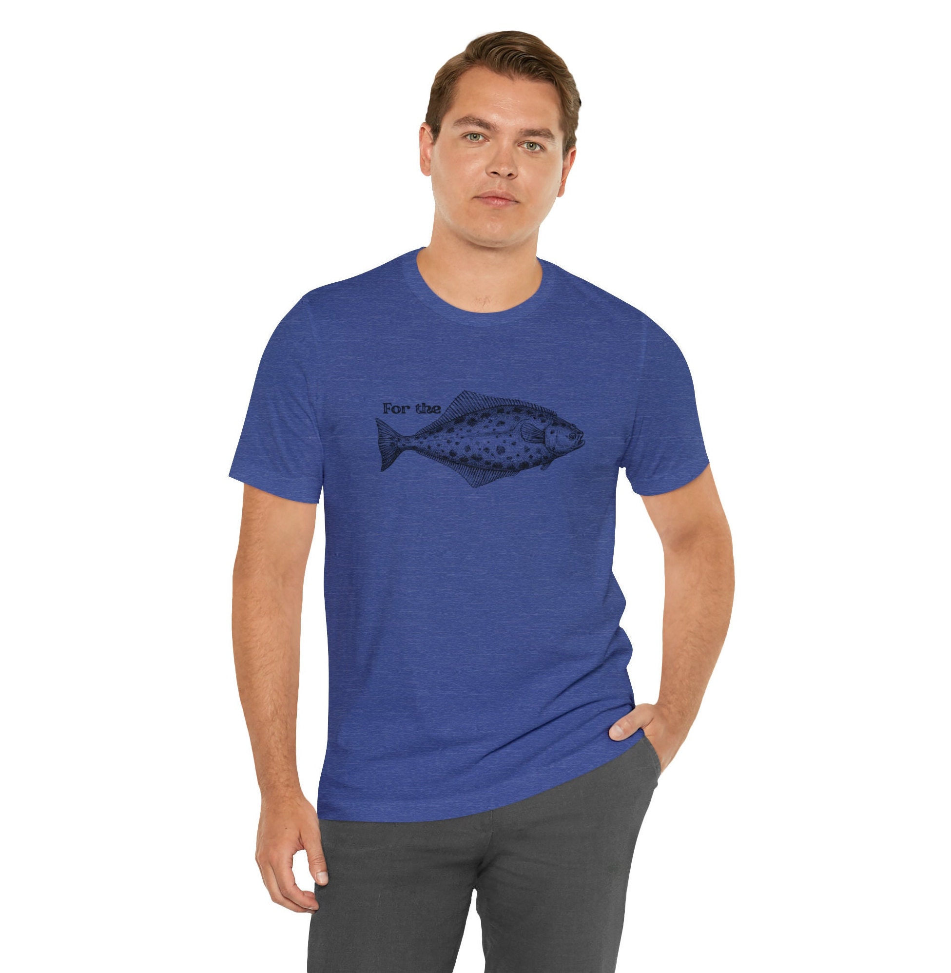 For the Halibut Fish Funny Fishing Dad Joke T-shirt Unisex Jersey Short ...