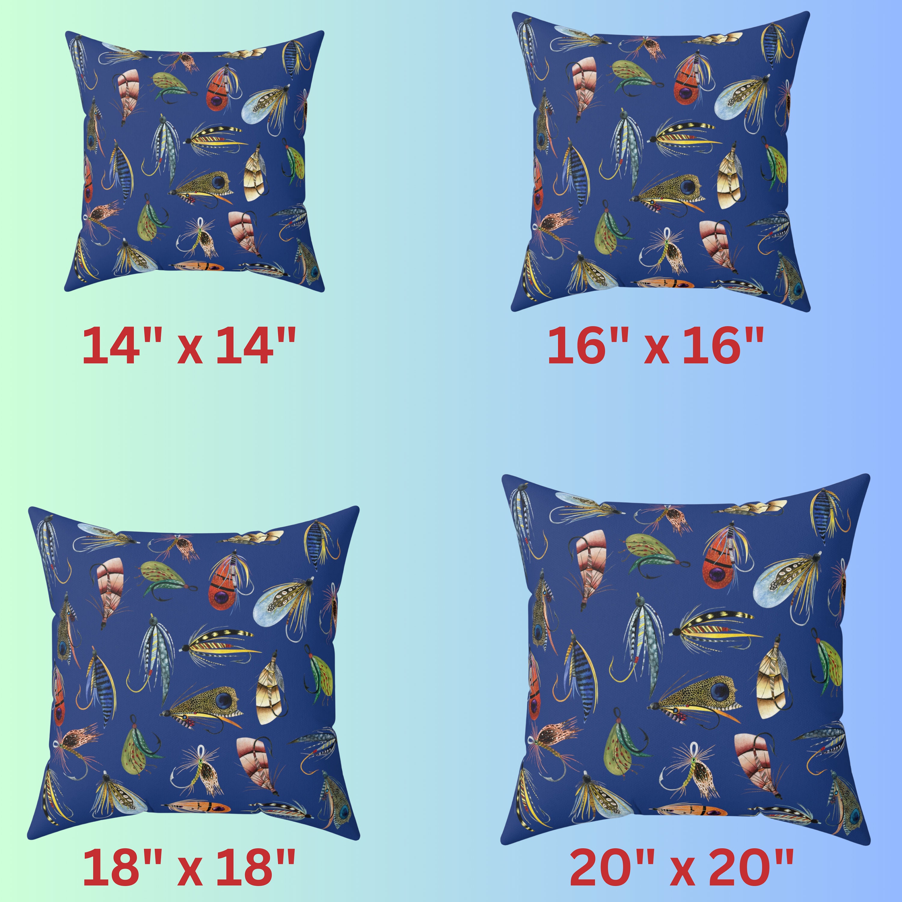 Fly Fishing Flies Throw Pillow Camper Lake House Decor Spun Polyester ...