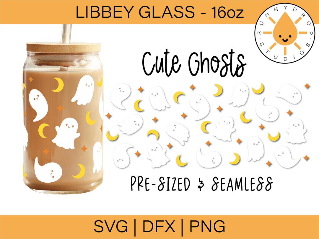 Cute Ghosts Libbey 16oz Wrap SVG, Halloween Glass Can (digital Download ...