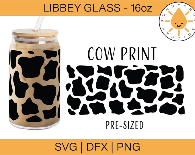Glass 16oz | 20oz Cow Print Svg Files, Cute Cow Cut File, Animal Print ...