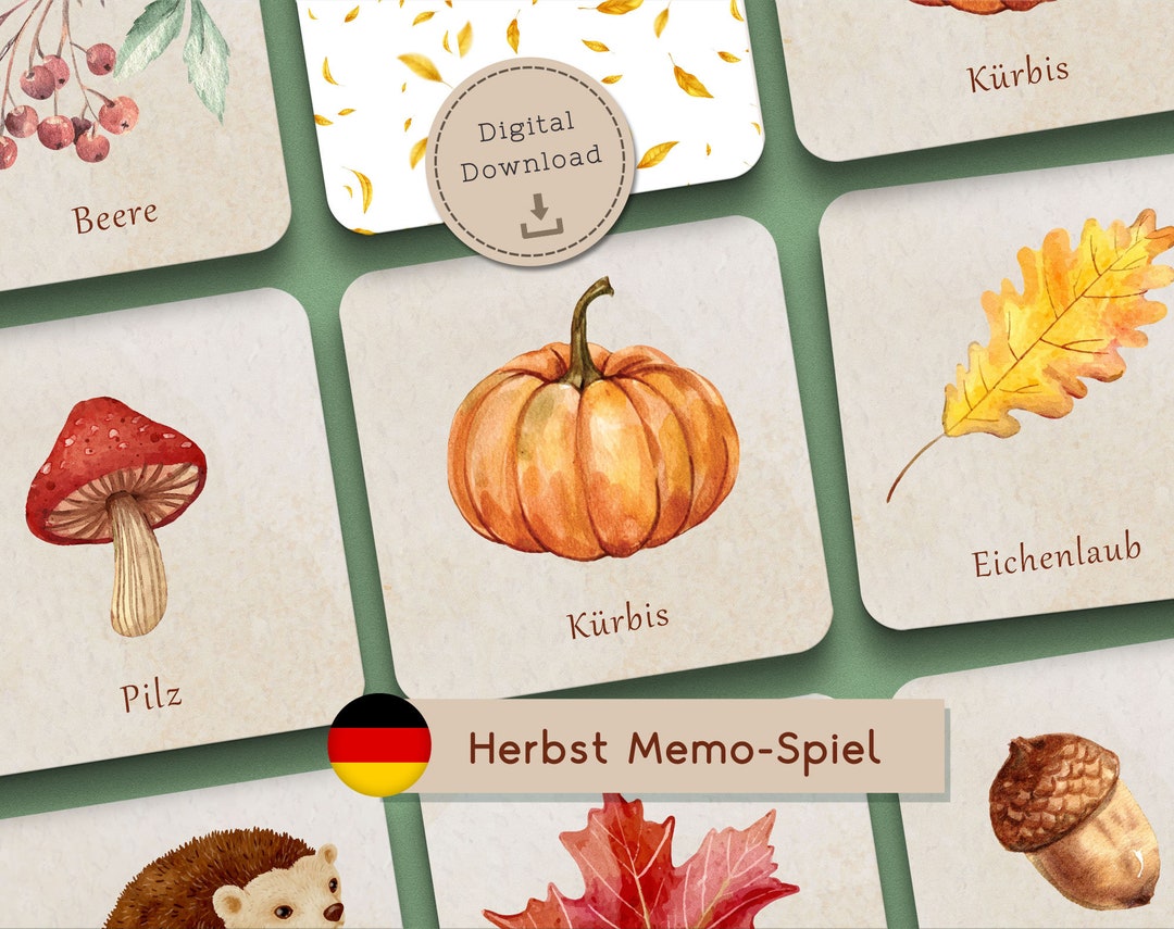 Autumn Memory Game: Memory Cards for Children Ages 2 and Up ...